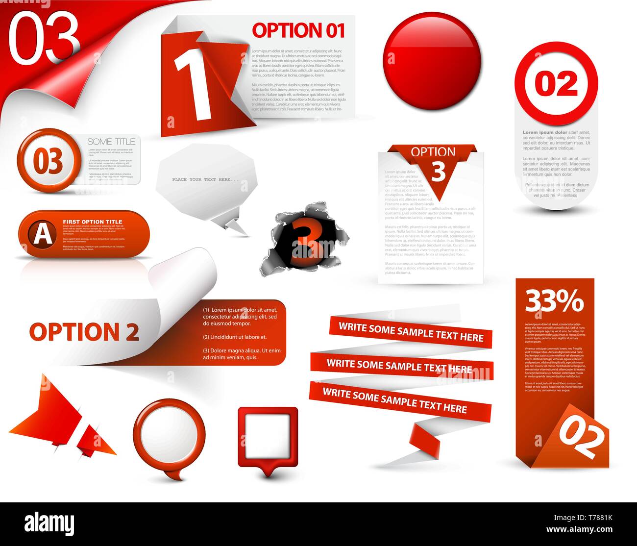 Set of red vector progress, version, step icons Stock Vector Image ...