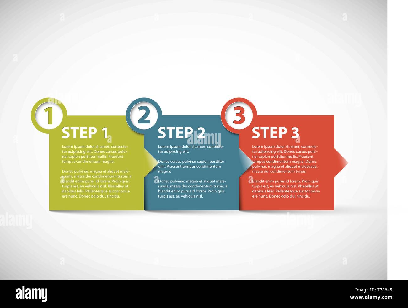 One two three - vector paper retro progress steps for tutorial Stock ...