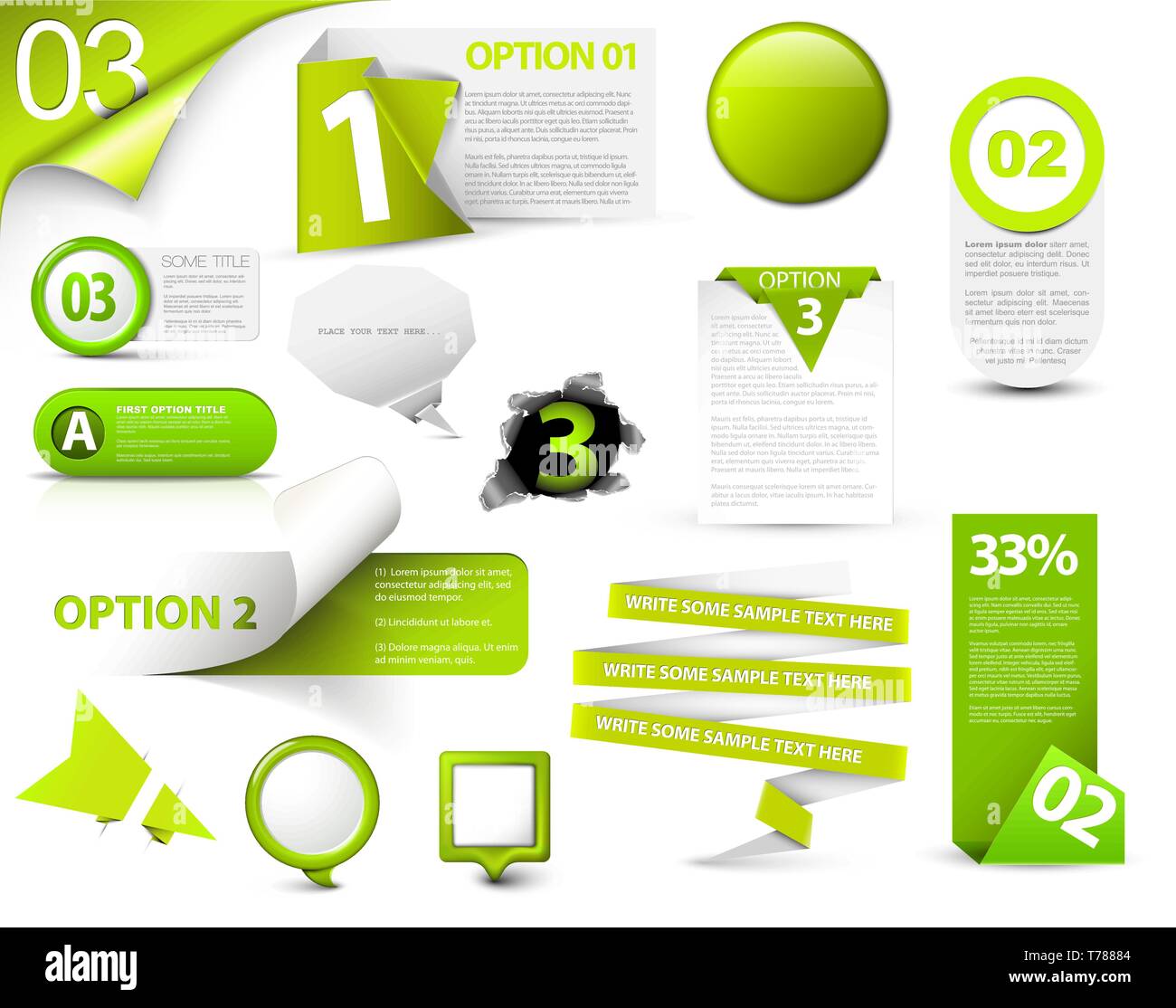 Set of green vector progress, version, step icons Stock Vector Image ...