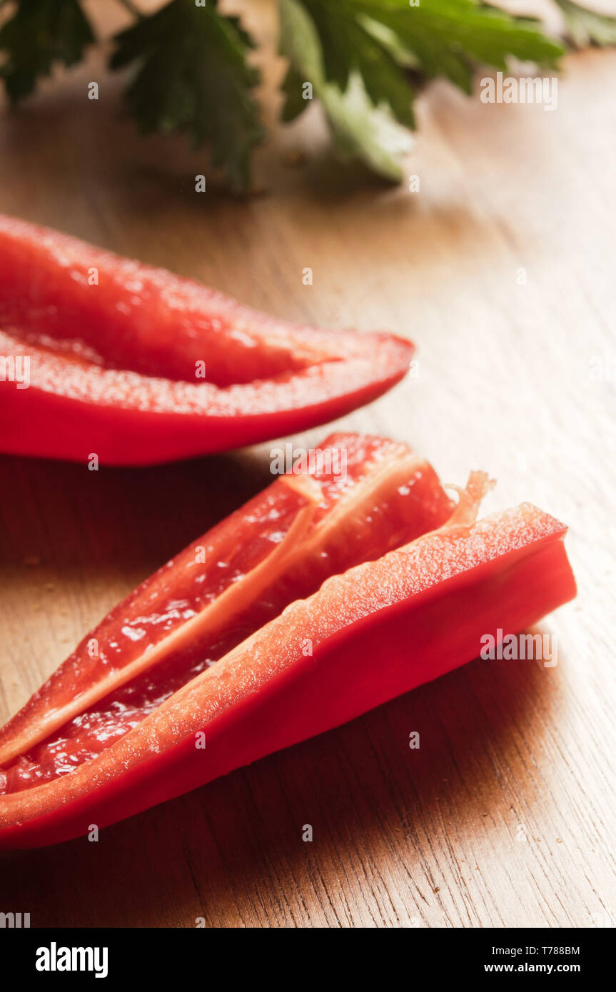 Red capsicum pepper cut in half hi-res stock photography and images - Alamy