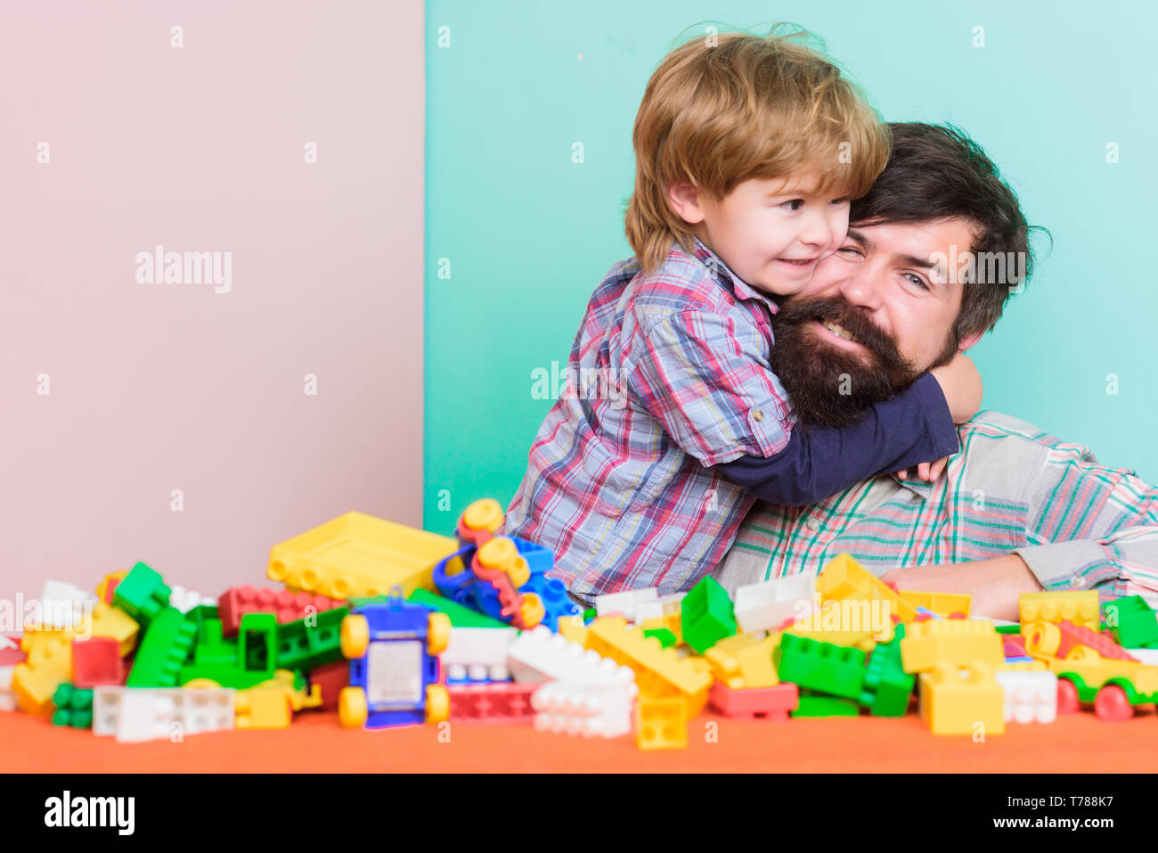 Importance of playing together. Child care concept. Happy family. Child ...