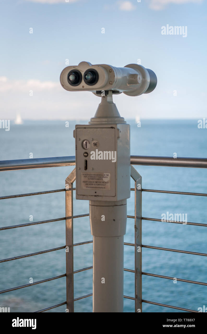 public panoramic binoculars to observe the sea views Stock Photo - Alamy