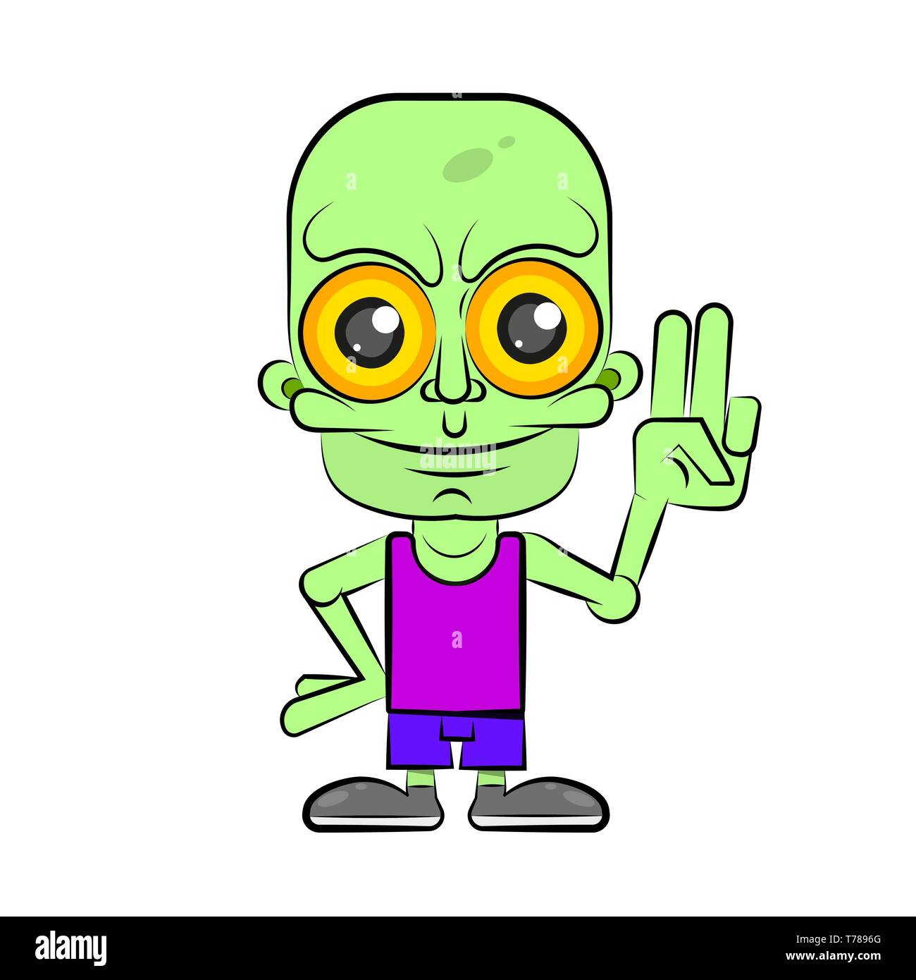 Cute Zombie Boy In T-shirt And Shorts Logo For Your Design Vector ...