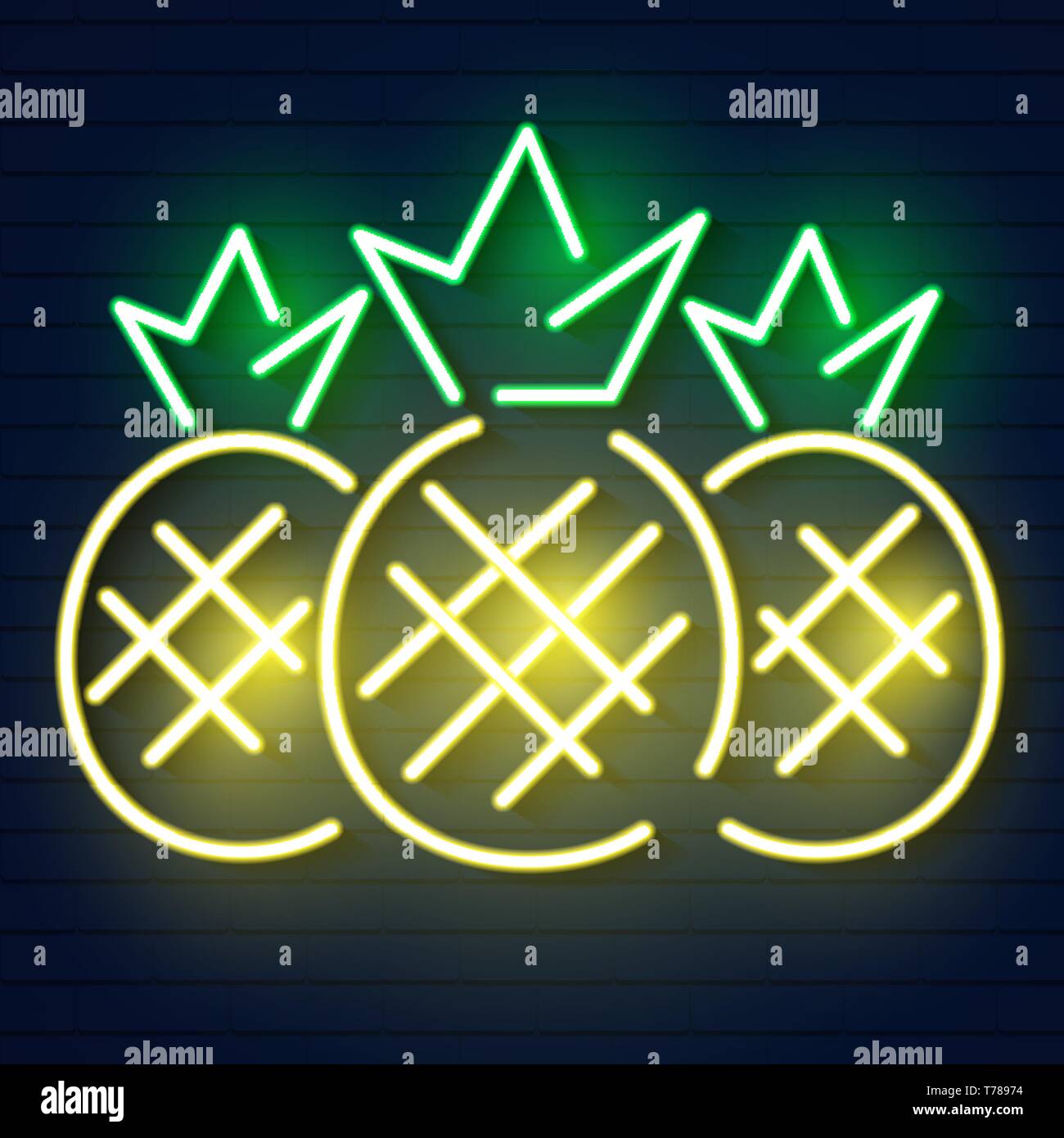 Pineapple neon light icon. Luminous sign Vector isolated illustration ...