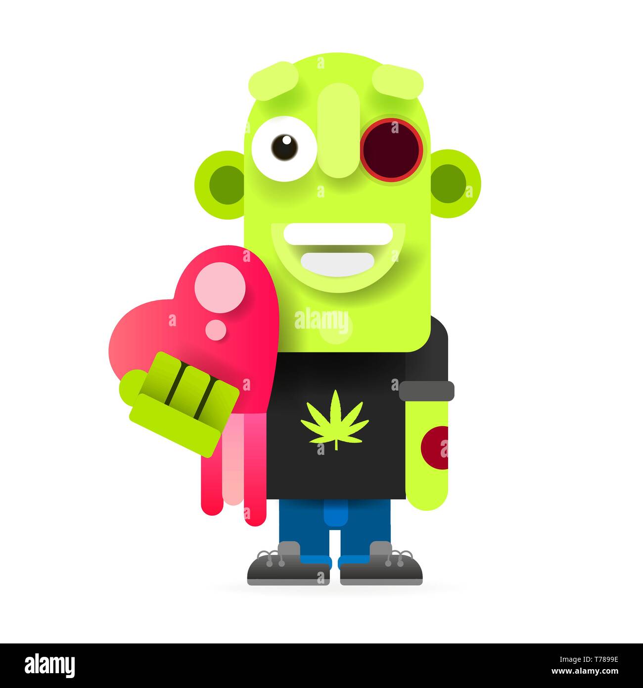 Cute monster zombie vector illustration of happy Halloween Stock Vector ...