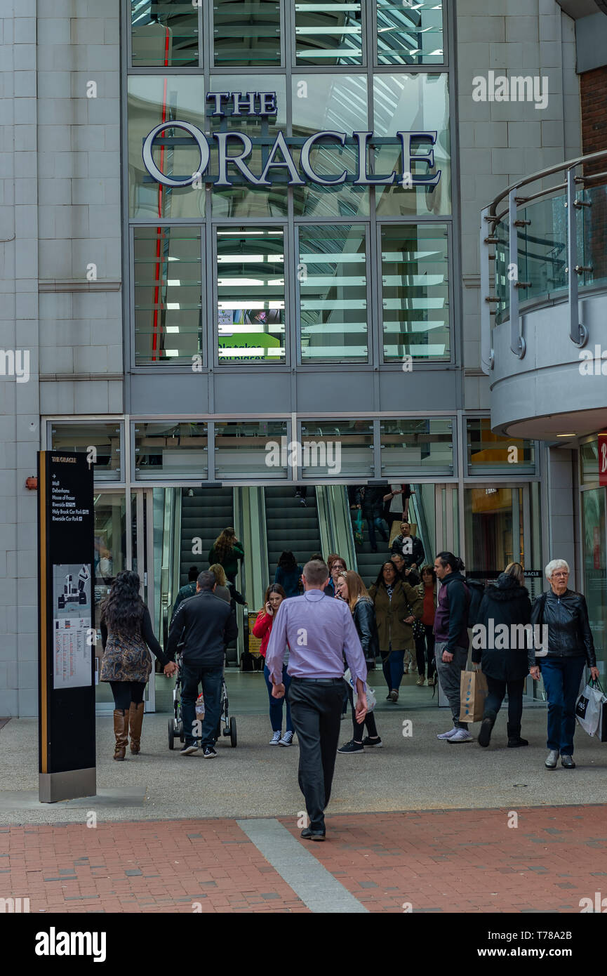 Reading, Berkshire, UK, England 29 April 2019. Oracle shopping centre ...