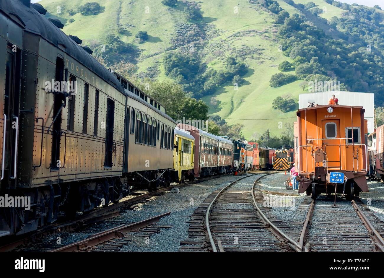Niles Canyon Train Yard, NILES, CA – APRIL 11, 2011: Niles Canyon Train ...