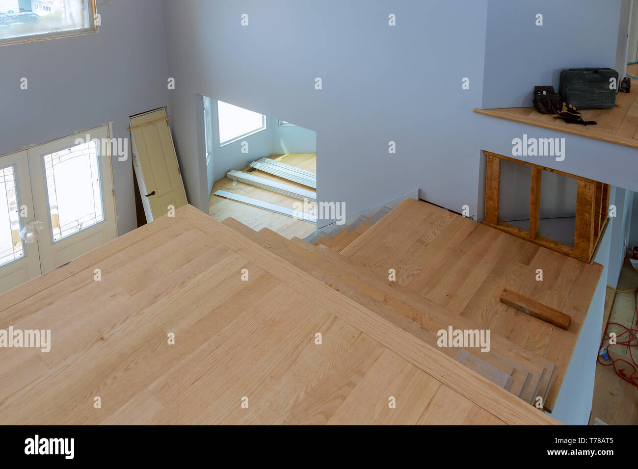 Unfinished apartment interior sheetrock in new home of construction ...
