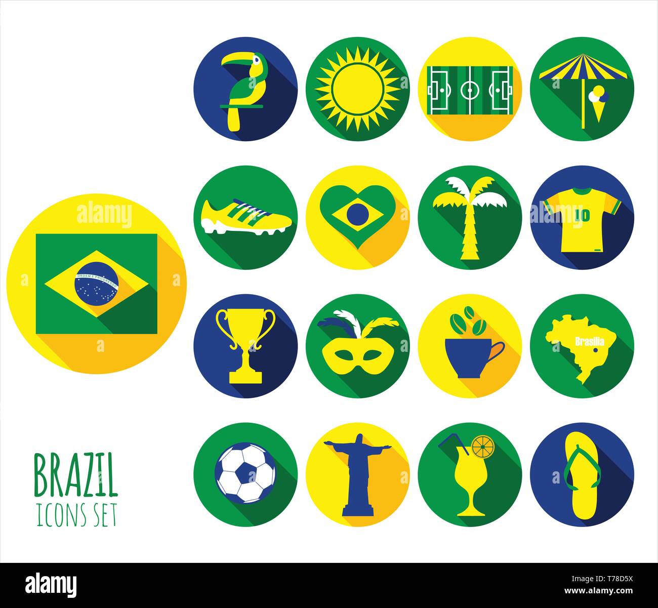 Brazil icon set. Flat design Stock Vector Image & Art - Alamy