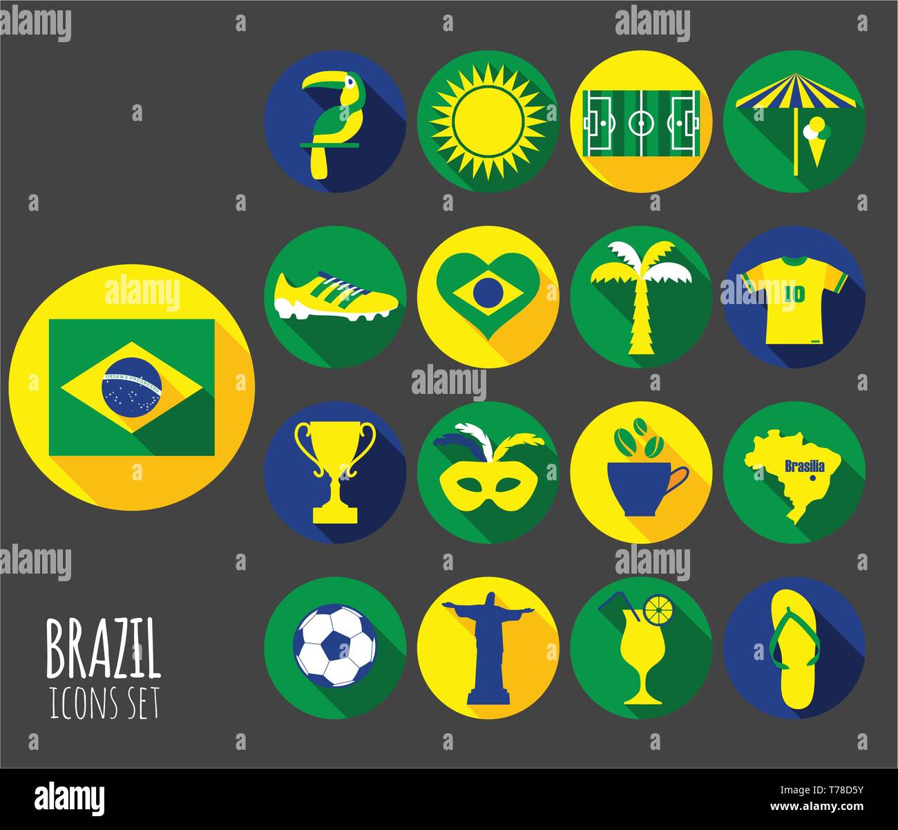 Brazil icon set. Flat design Stock Vector Image & Art - Alamy