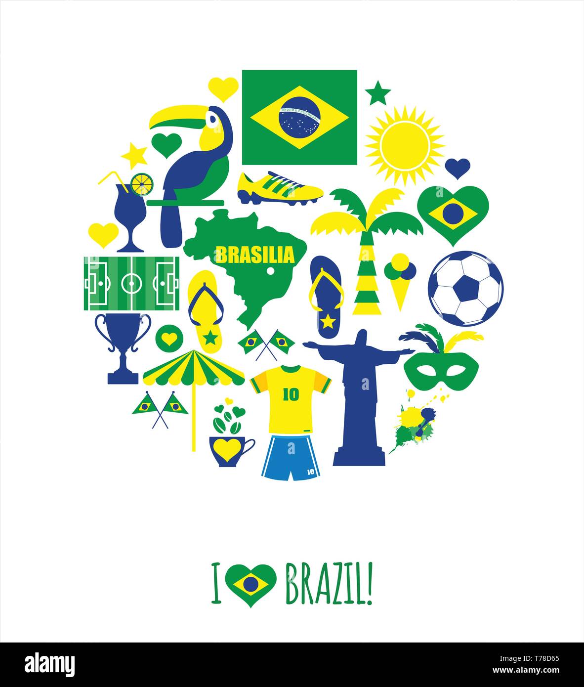 Brazil icon set. Flat design Stock Vector Image & Art - Alamy
