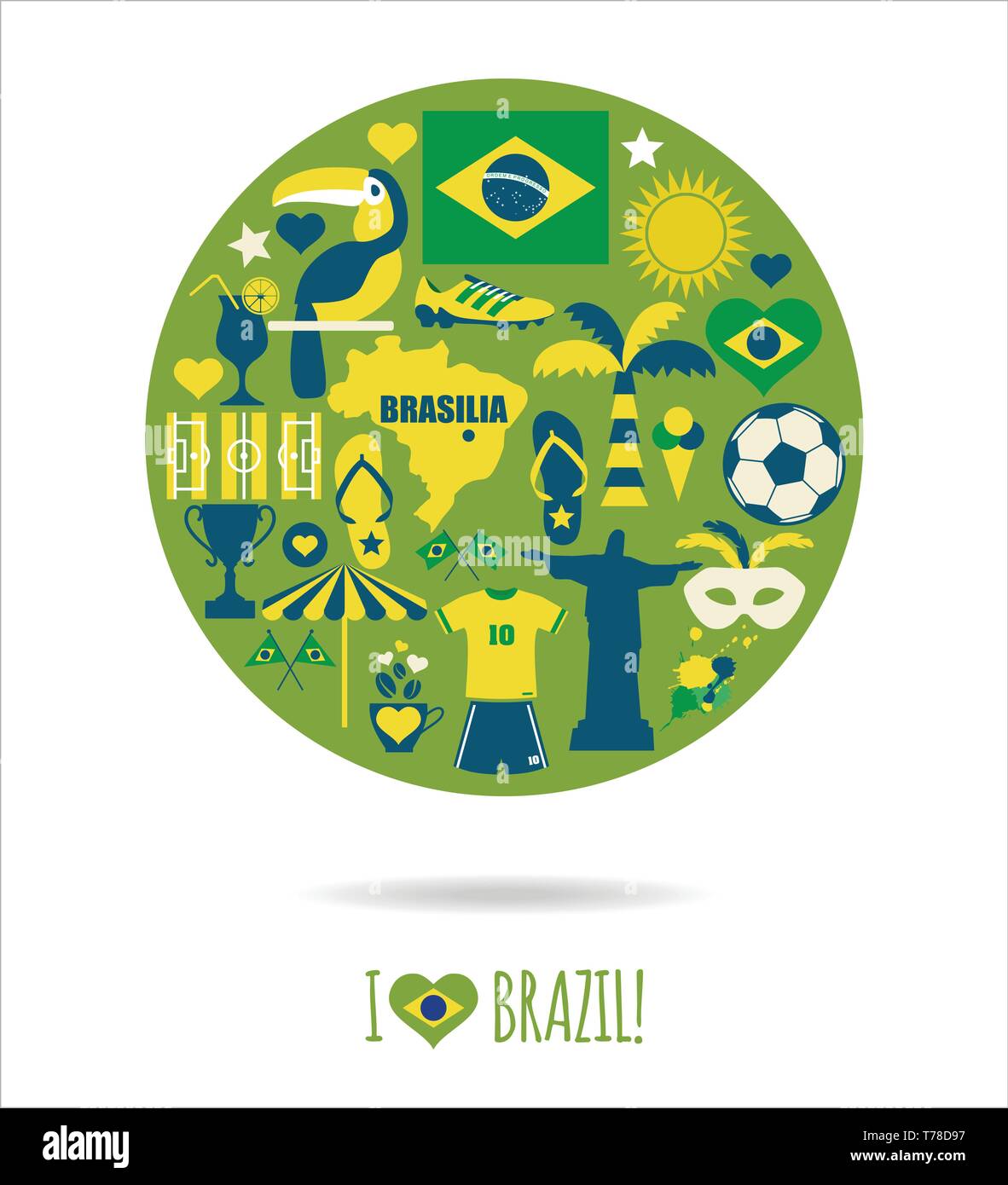 Brazil icon set. Flat design Stock Vector Image & Art - Alamy