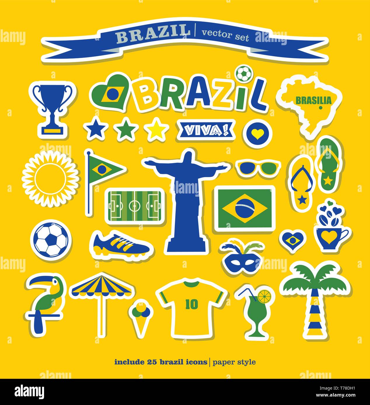 Brazil icons set. Vector elements for your design Stock Vector Image ...