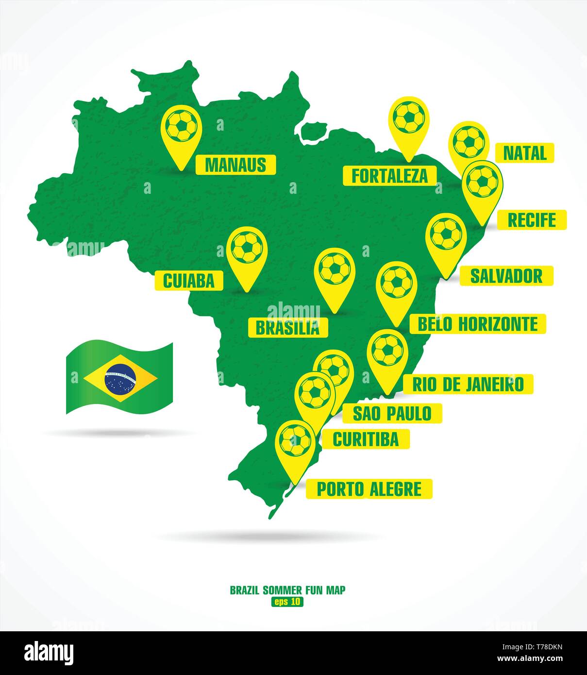 Brazil map of soccer Stock Vector Image & Art - Alamy