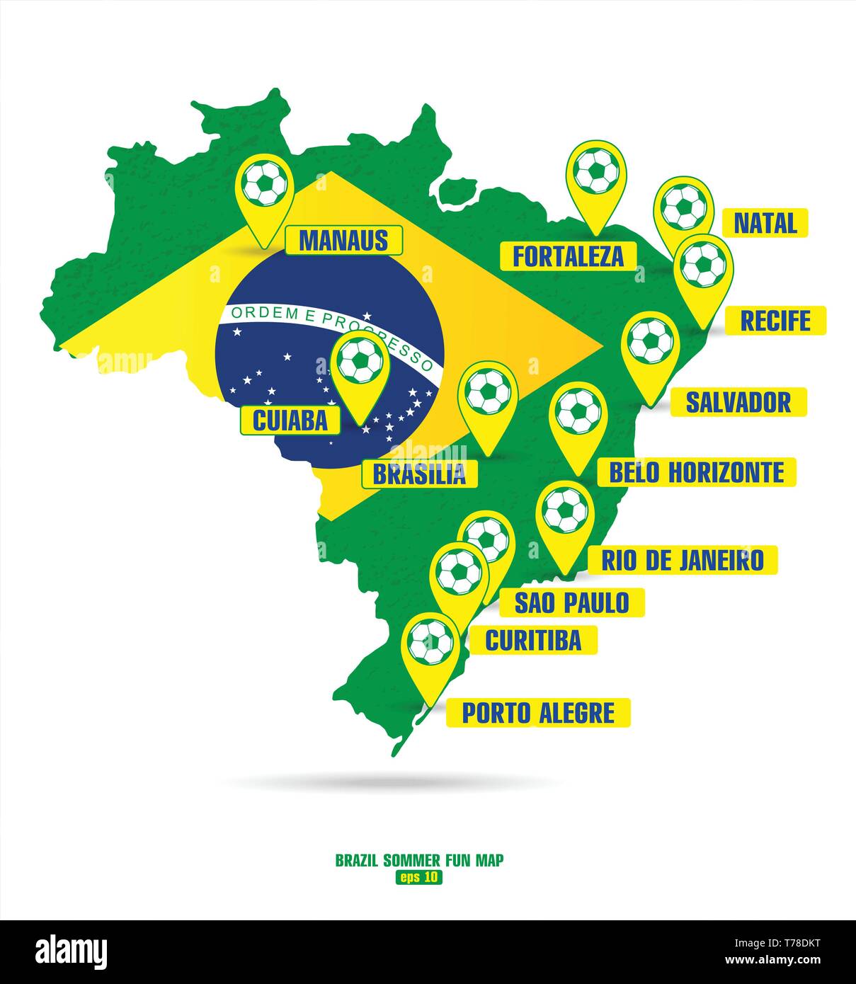 Brazil map of soccer Stock Vector Image & Art - Alamy