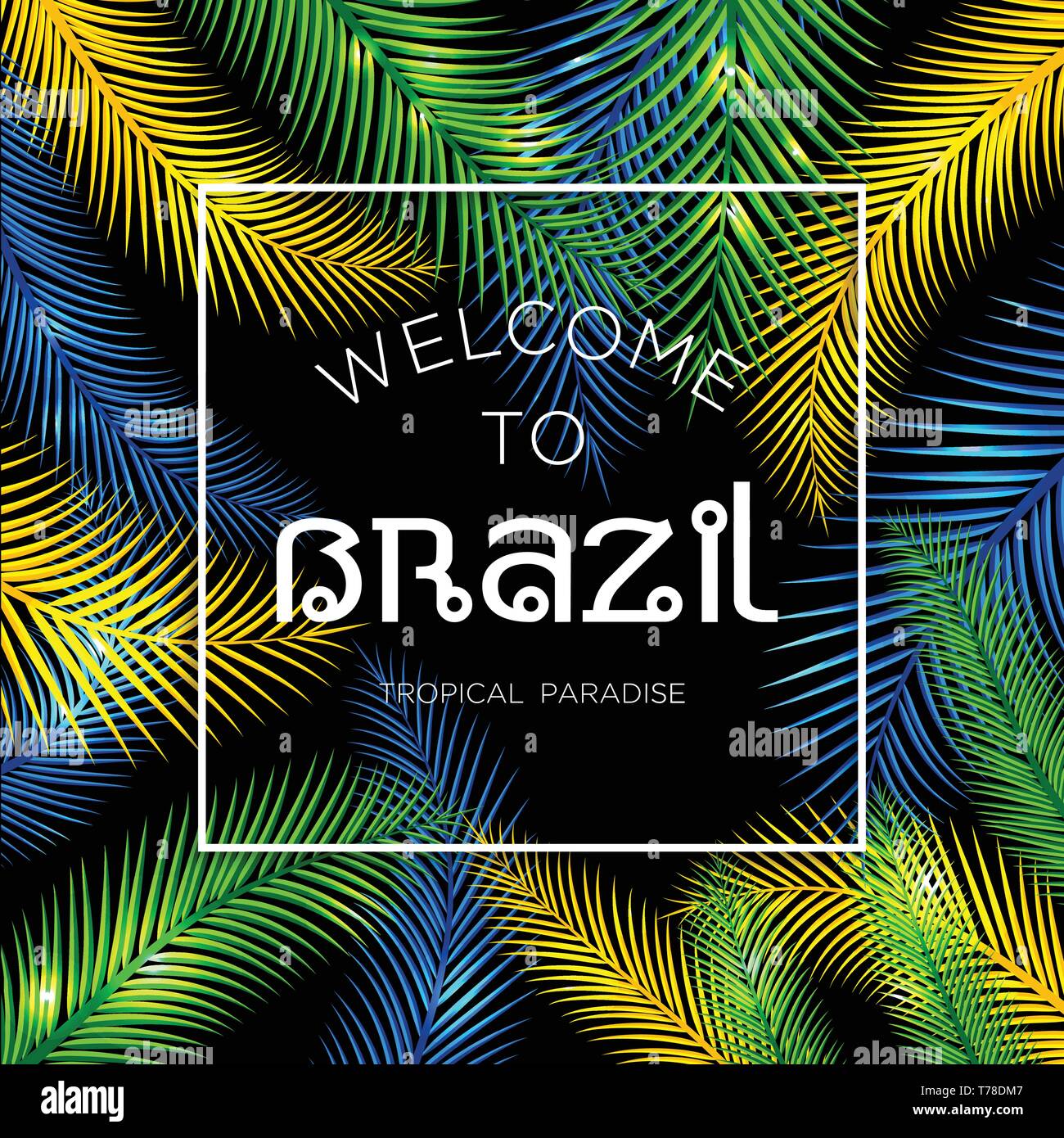 Welcome to Brazil! Vector illustration of color palm Stock Vector Image ...