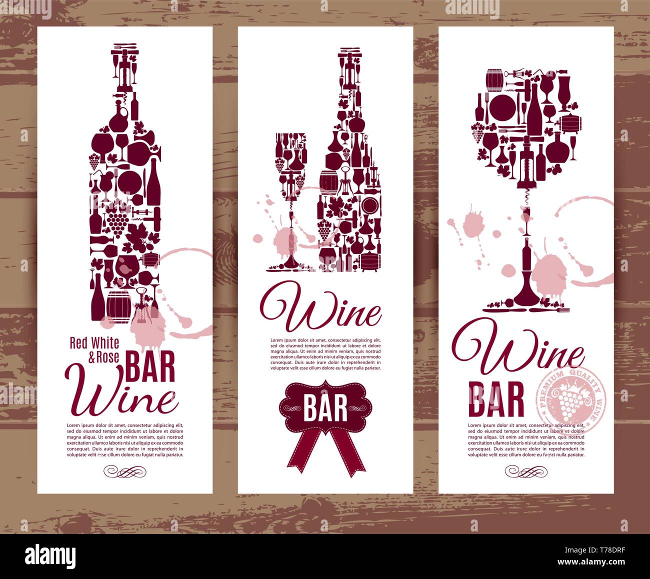Wine bar menu card....Banners set vector illustration Stock Vector ...