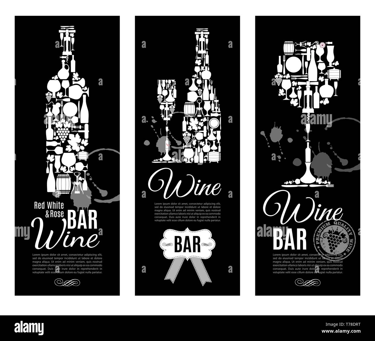 Wine bar menu card....Banners set vector illustration Stock Vector ...