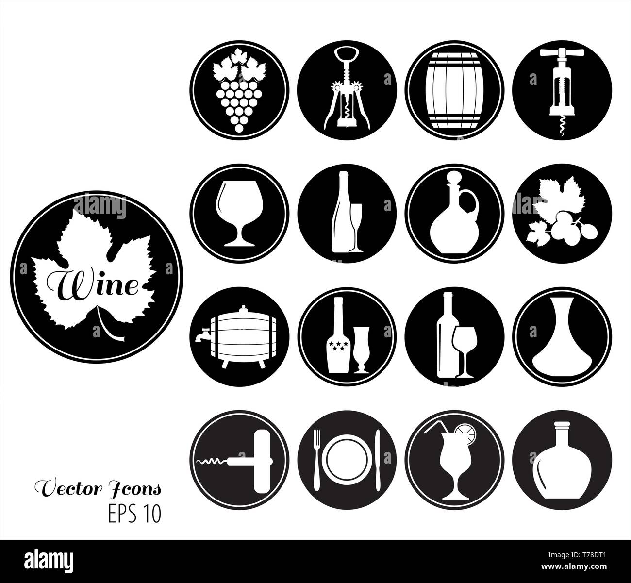 Wine icons set Stock Vector Image & Art - Alamy