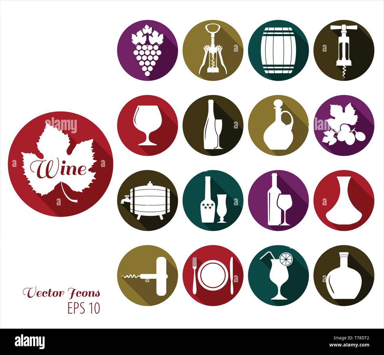Wine flat icons Stock Vector Image & Art - Alamy