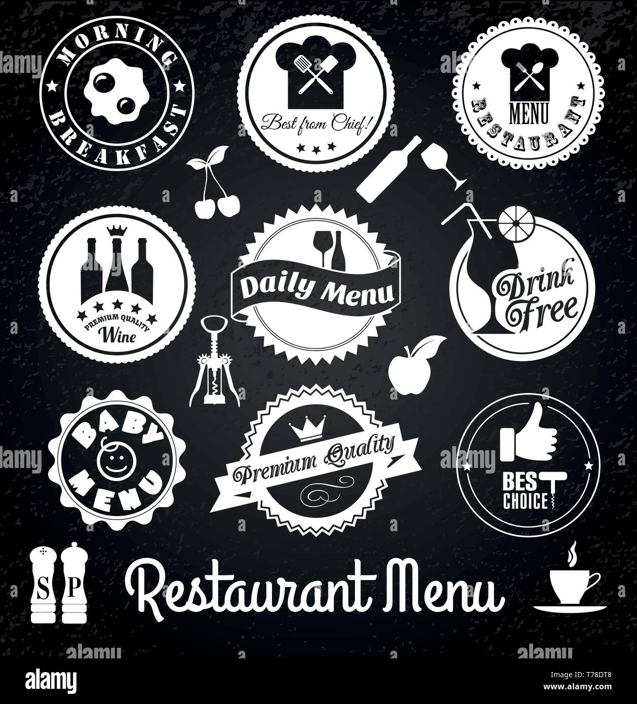 Restaurant label set.Vector stock illustration Stock Vector Image & Art - Alamy