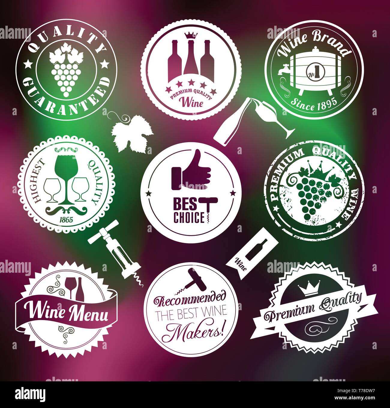 Wine icons design set. Vector stock illustration Stock Vector Image ...