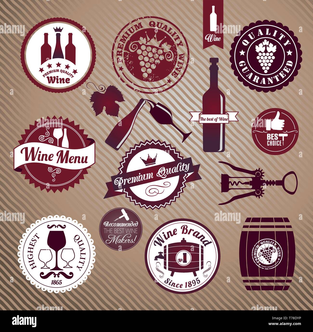 Wine icons set. Vector stock illustration Stock Vector Image & Art - Alamy