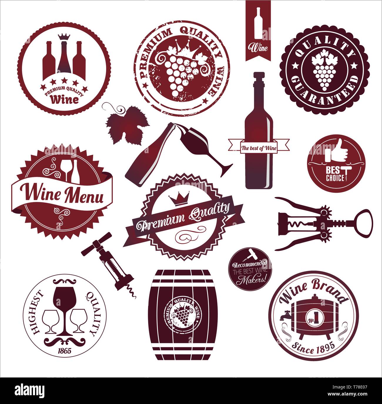 Wine icons set design. Vector stock illustration Stock Vector Image ...
