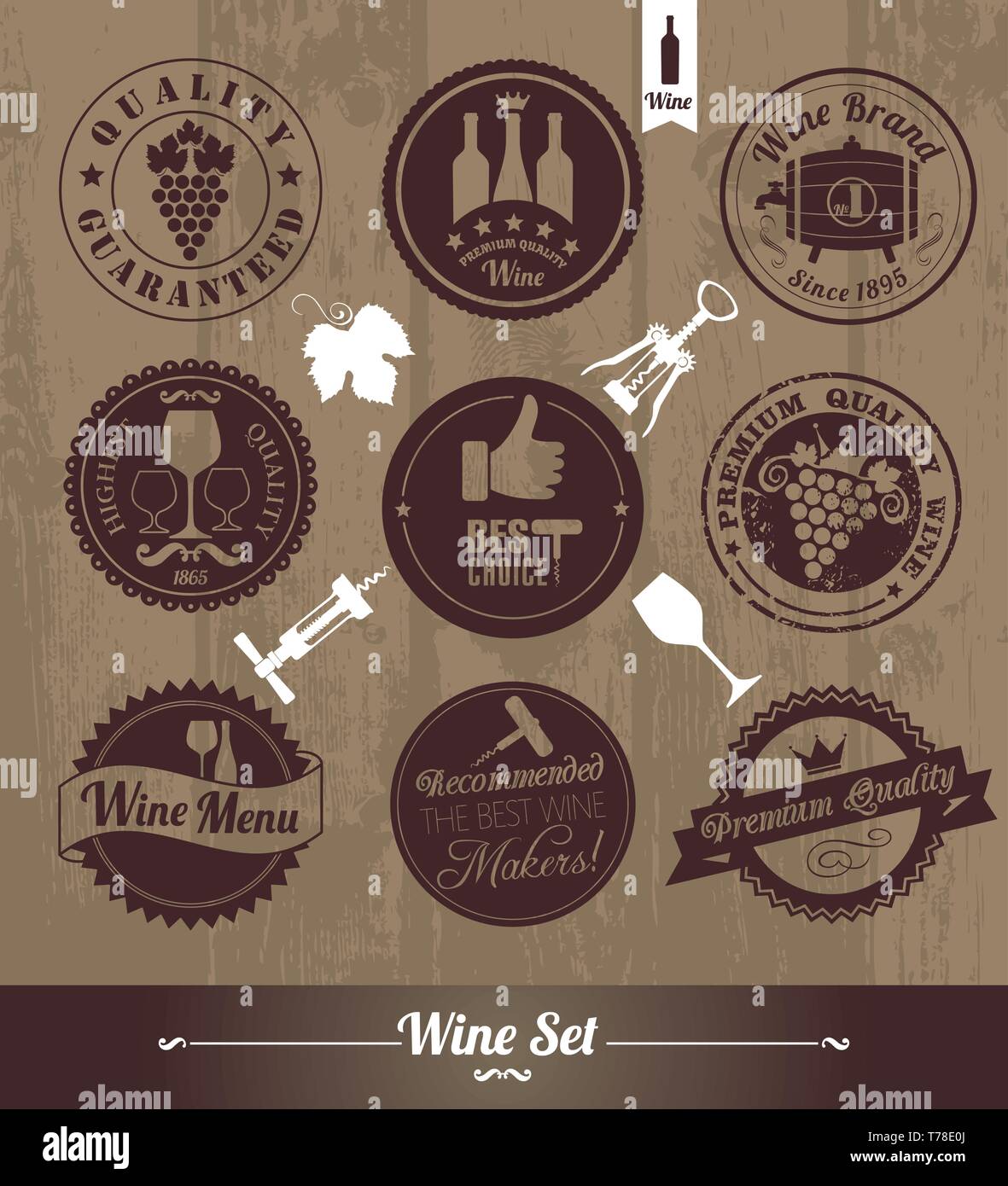 Wine icons design set. Vector stock illustration Stock Vector Image ...