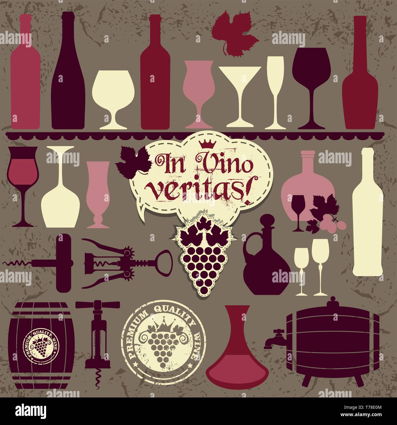 Wine icons design set. Vector stock illustration Stock Vector Image ...