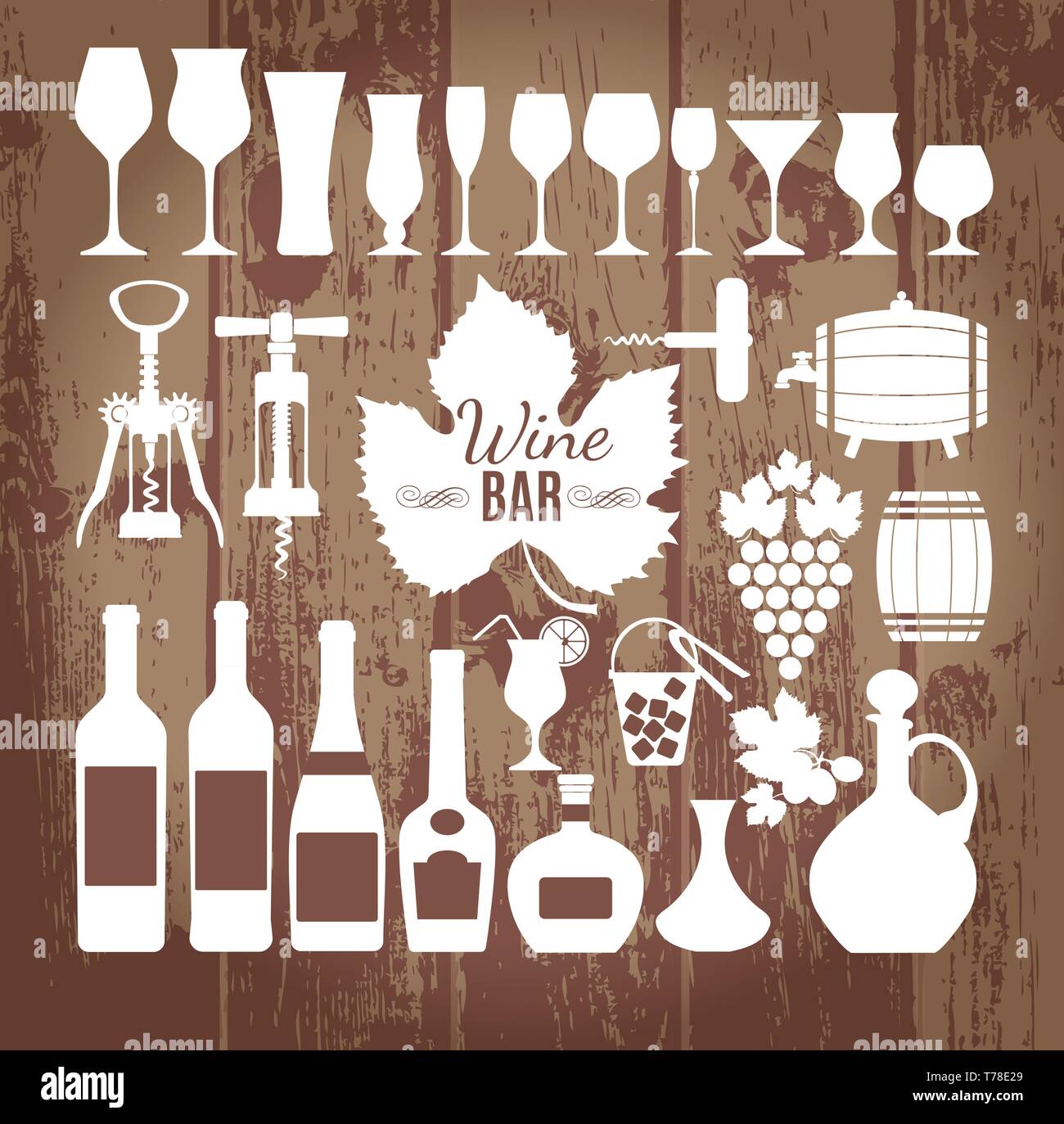 Wine icons design set. Vector stock illustration Stock Vector Image ...