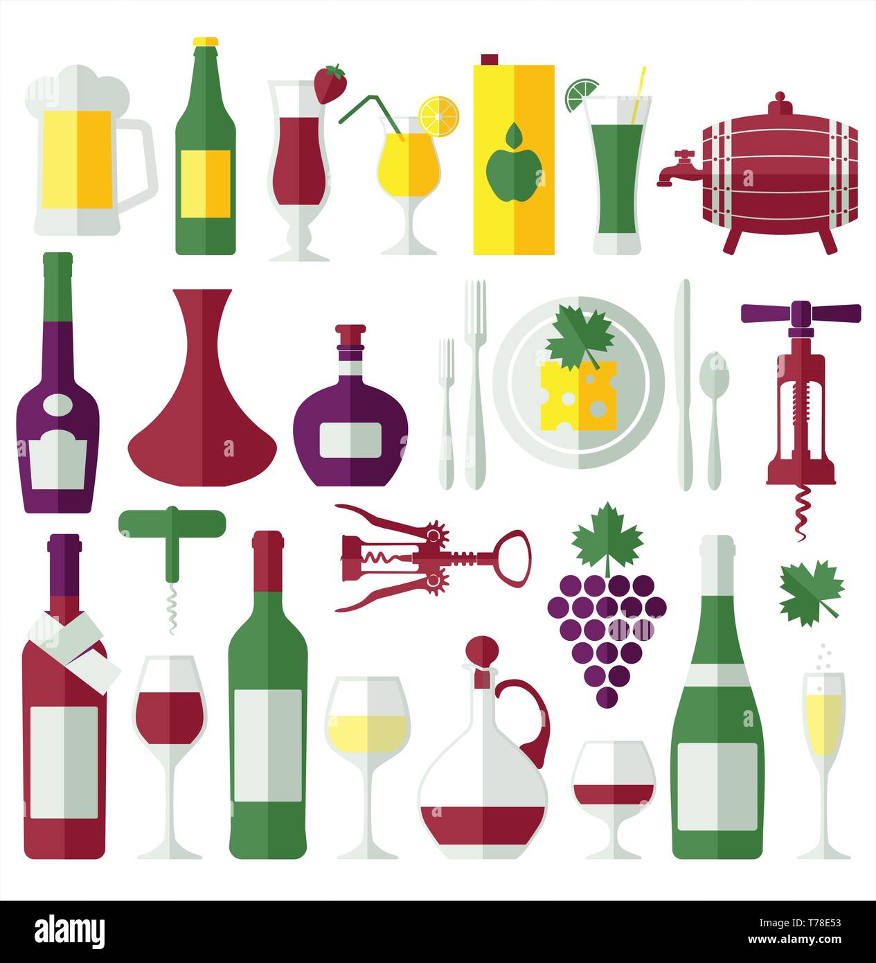 Wine flat icons set. Design element Stock Vector Image & Art - Alamy