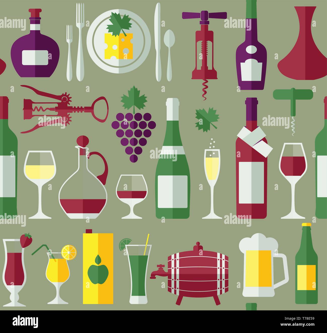 Seamless wine pattern.Flat design Stock Vector Image & Art - Alamy