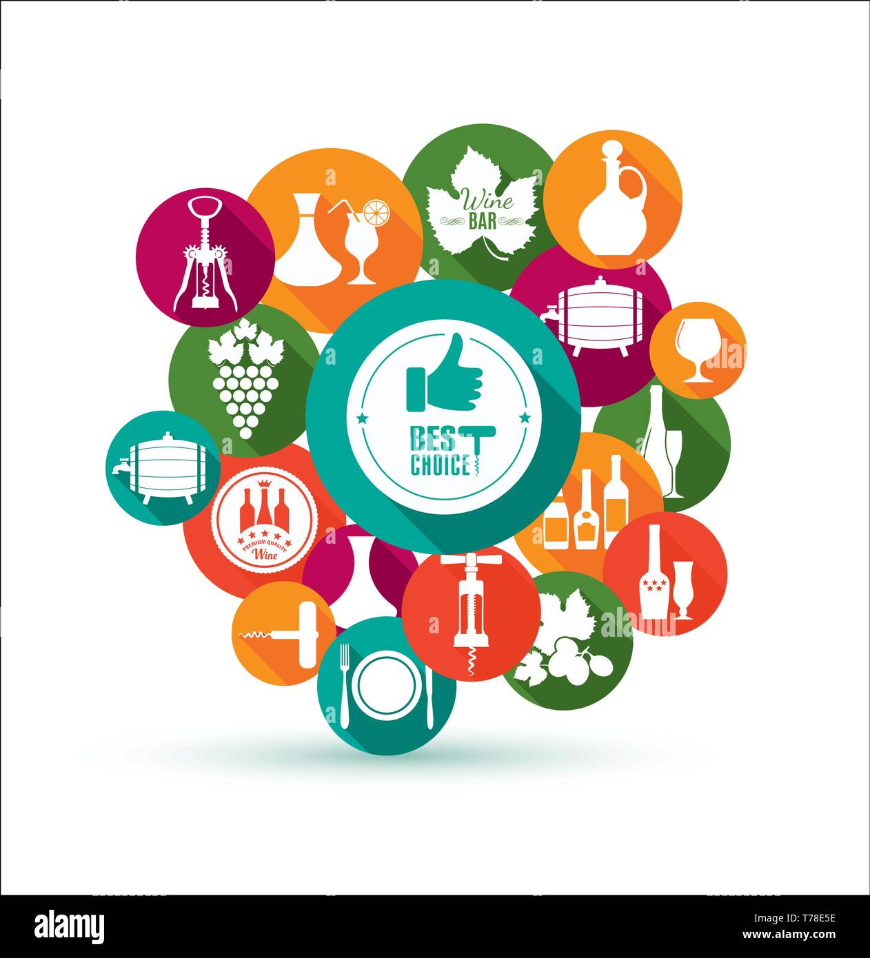 Wine flat icons Stock Vector Image & Art - Alamy