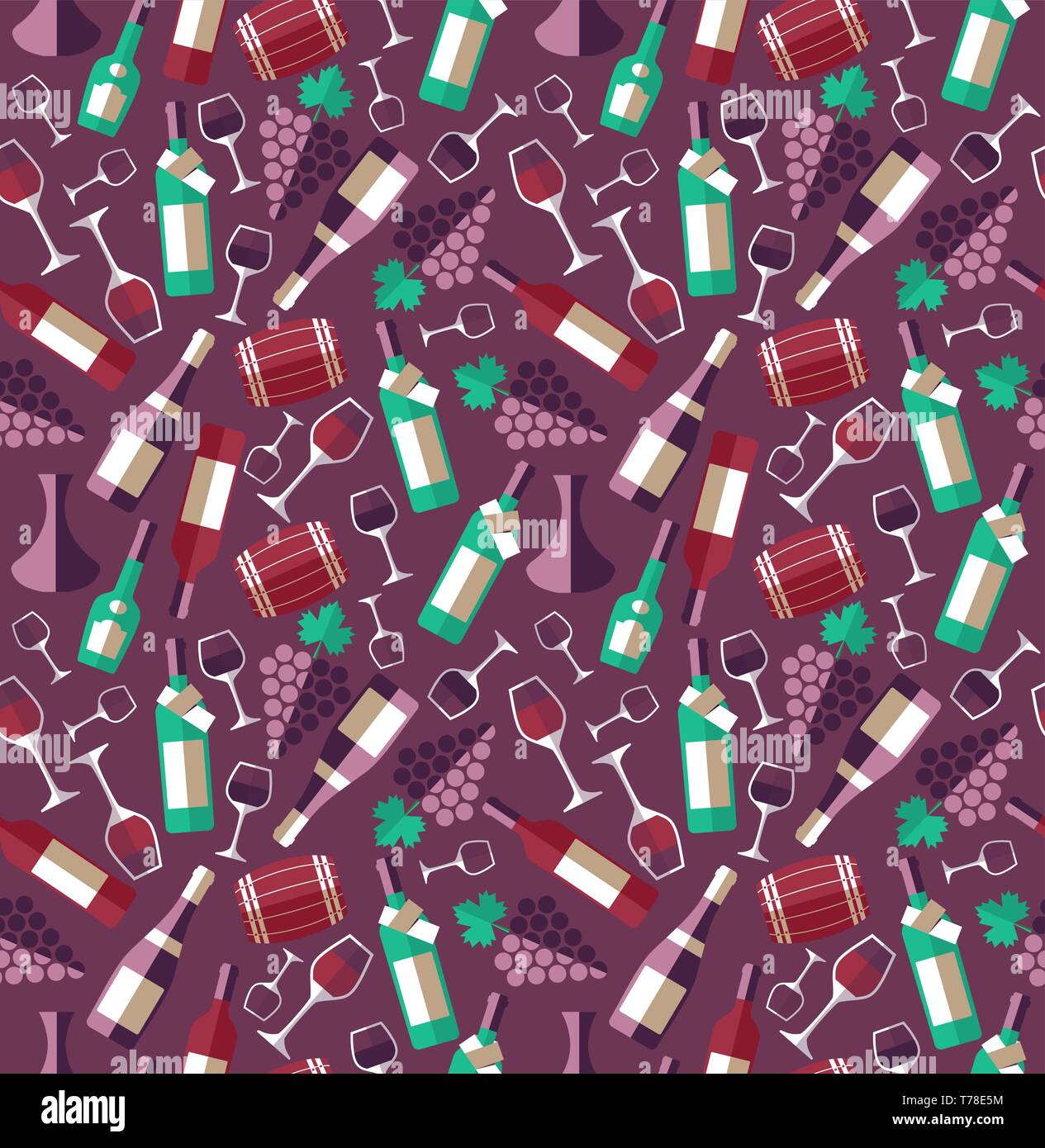 Wine seamless pattern with biootle and glass. Seamless texture for ...
