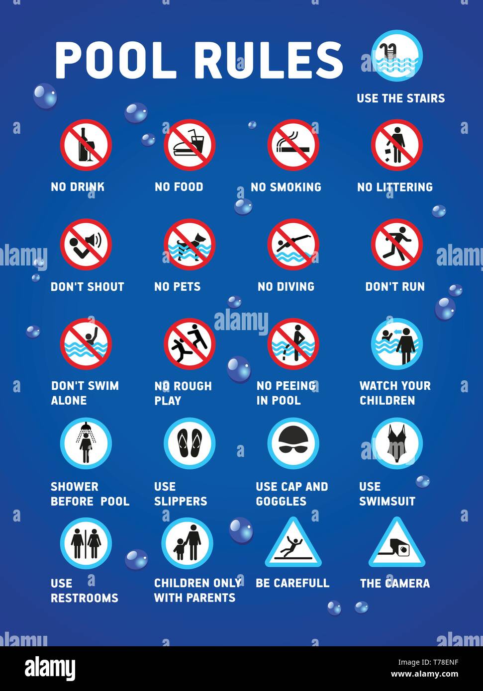 Swimming pool rules. Icons and symbol for pool Stock Vector Image & Art ...