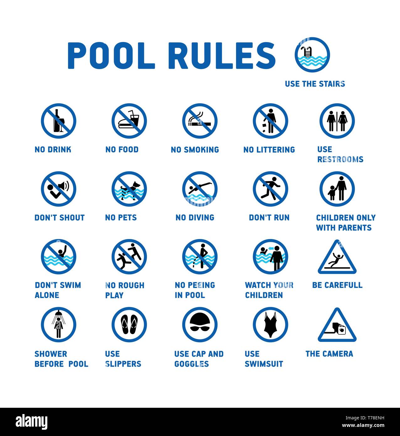 Swimming pool rules. Icons and symbol for pool Stock Vector Image & Art ...