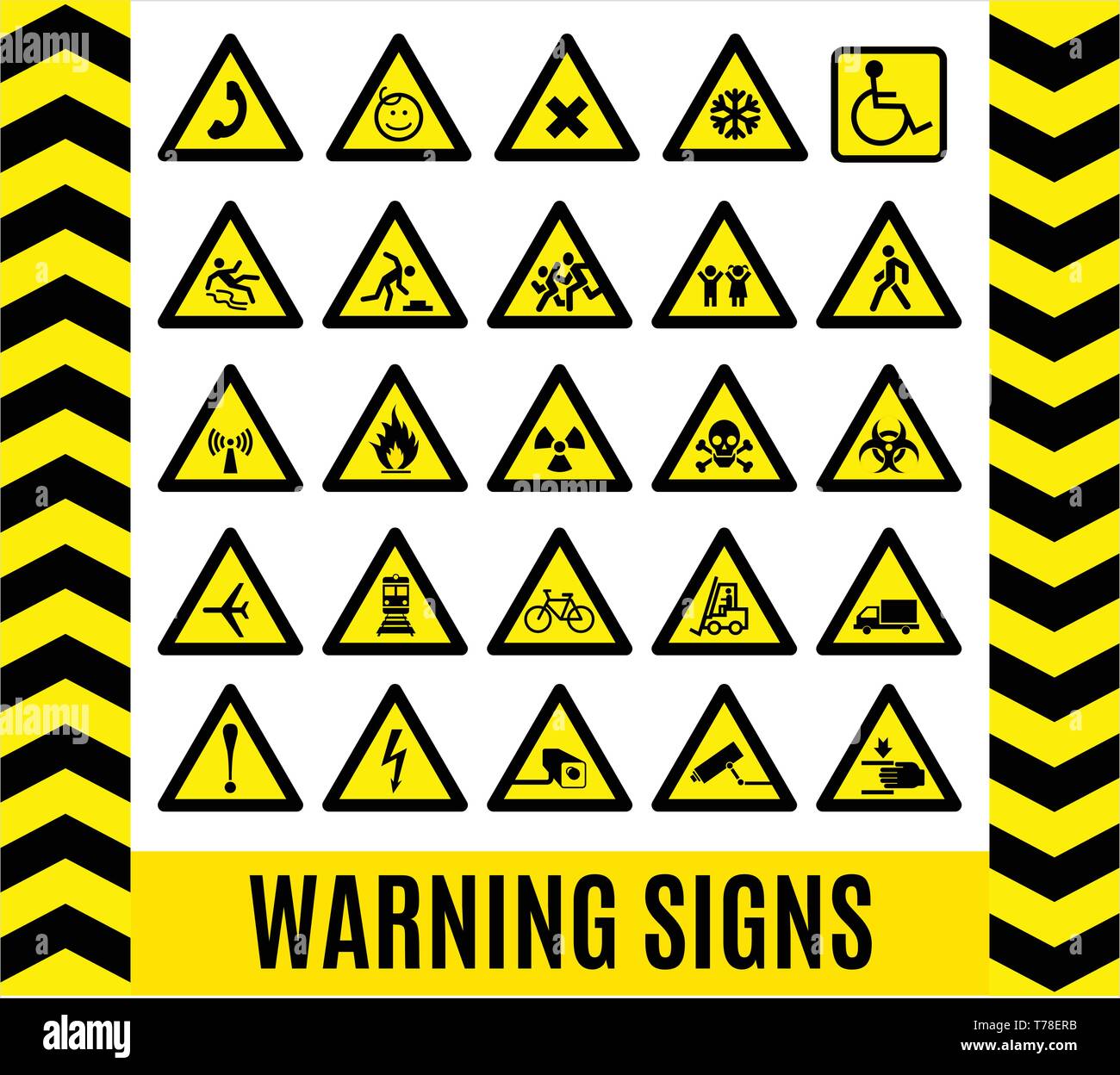 Warning signs set. Caution background Stock Vector Image & Art - Alamy