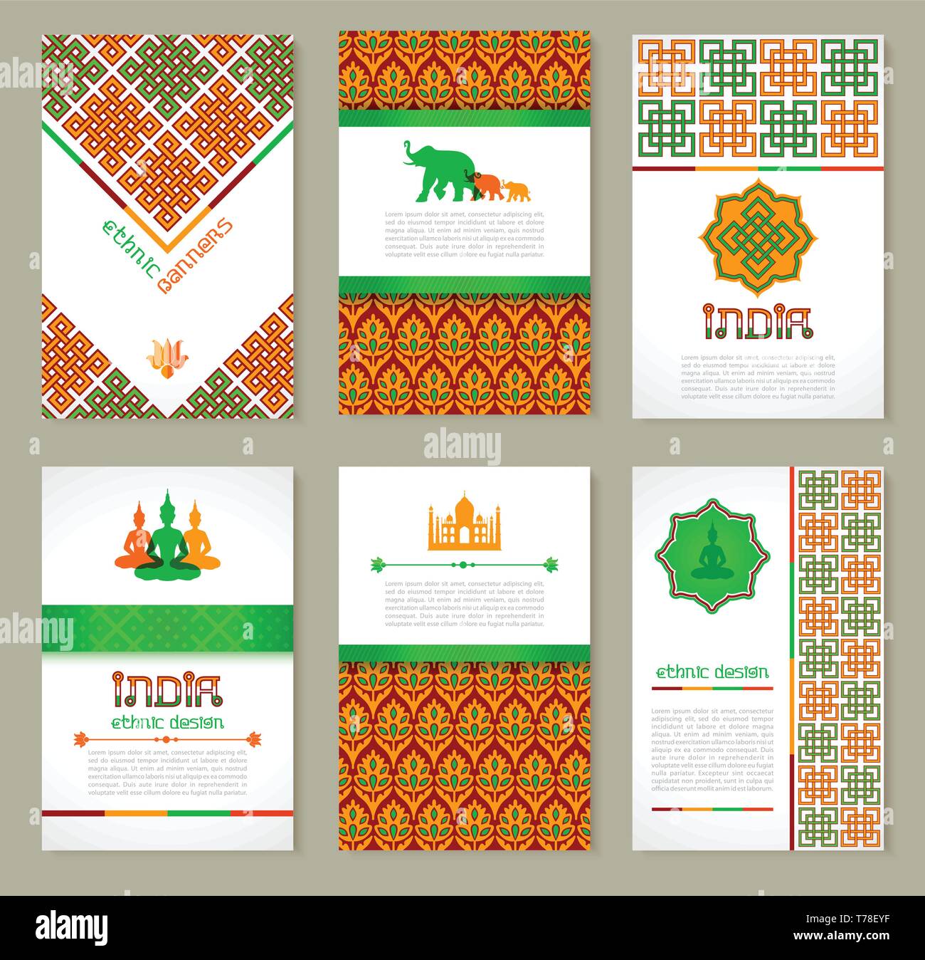 Set of ethnic Indian banners in national colors. layout design Stock ...