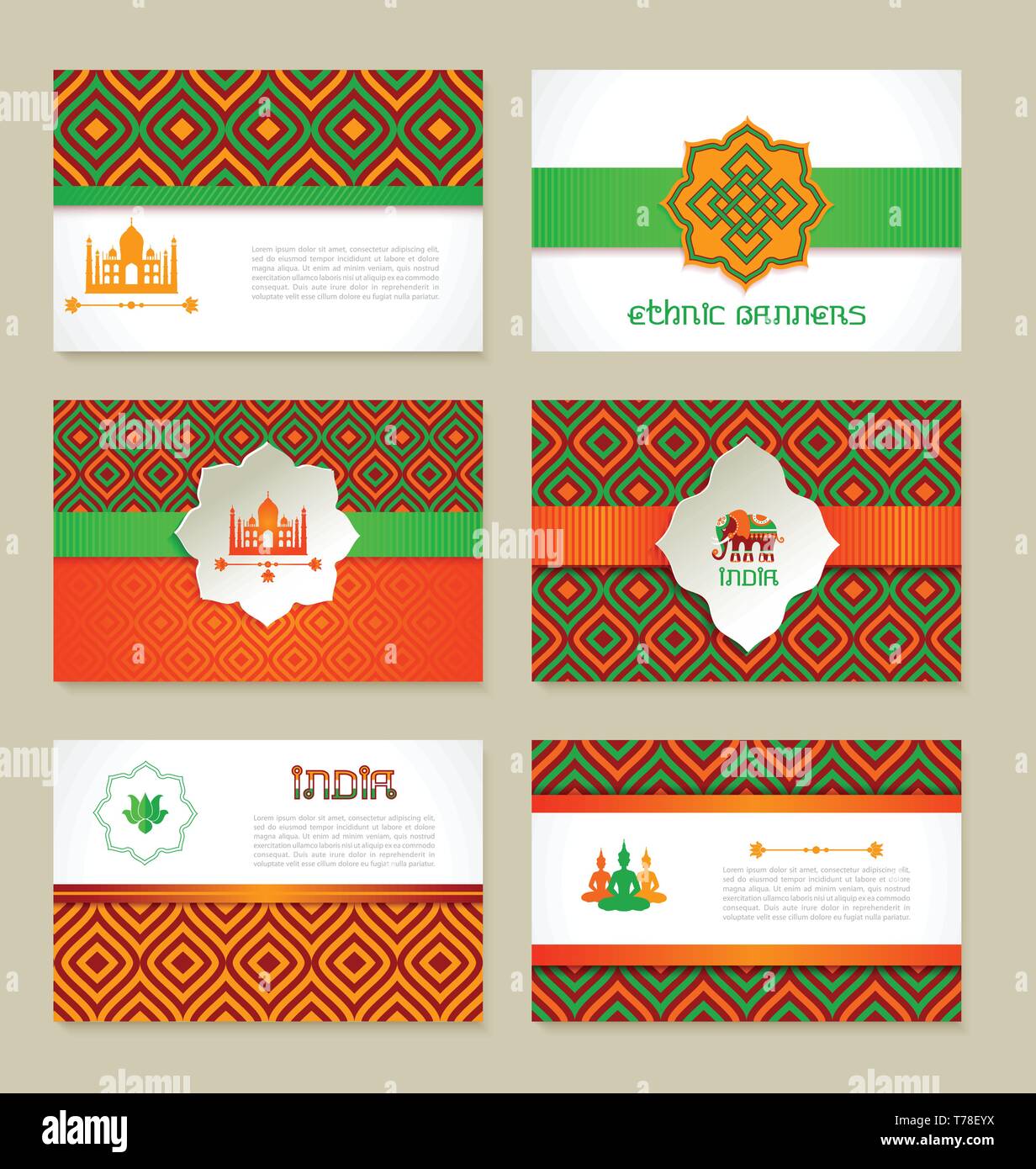 Set of ethnic Indian banners in national colors. layout design Stock ...