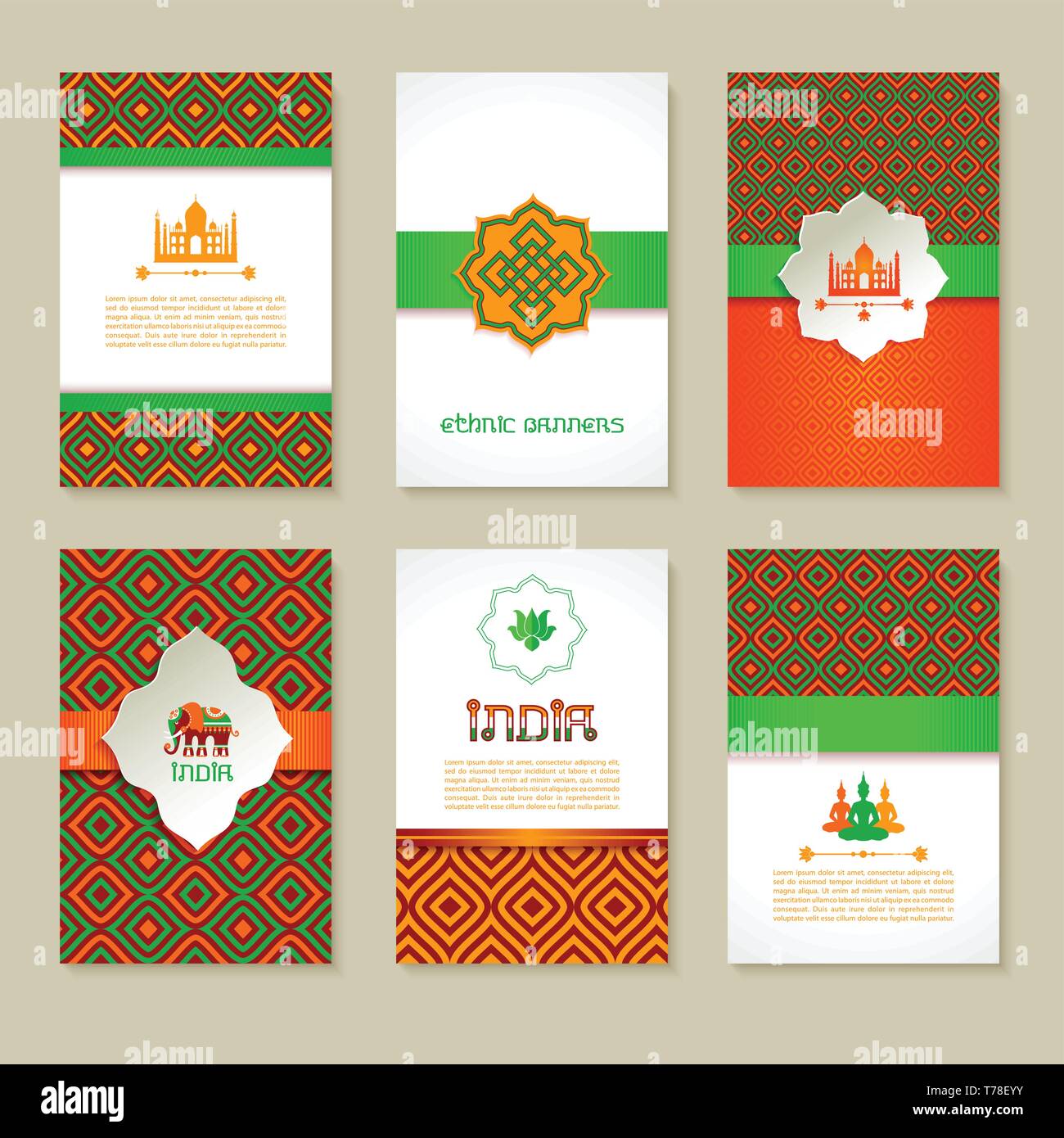 Set of ethnic Indian banners in national colors. layout design Stock ...