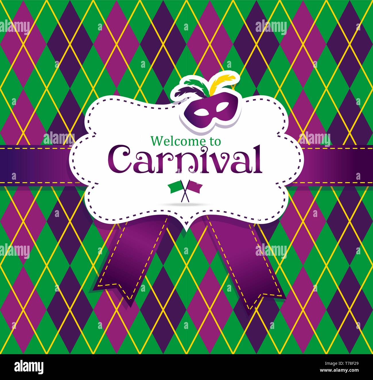 Bright vector carnival icons and sign Welcome to Carnival Stock Vector ...