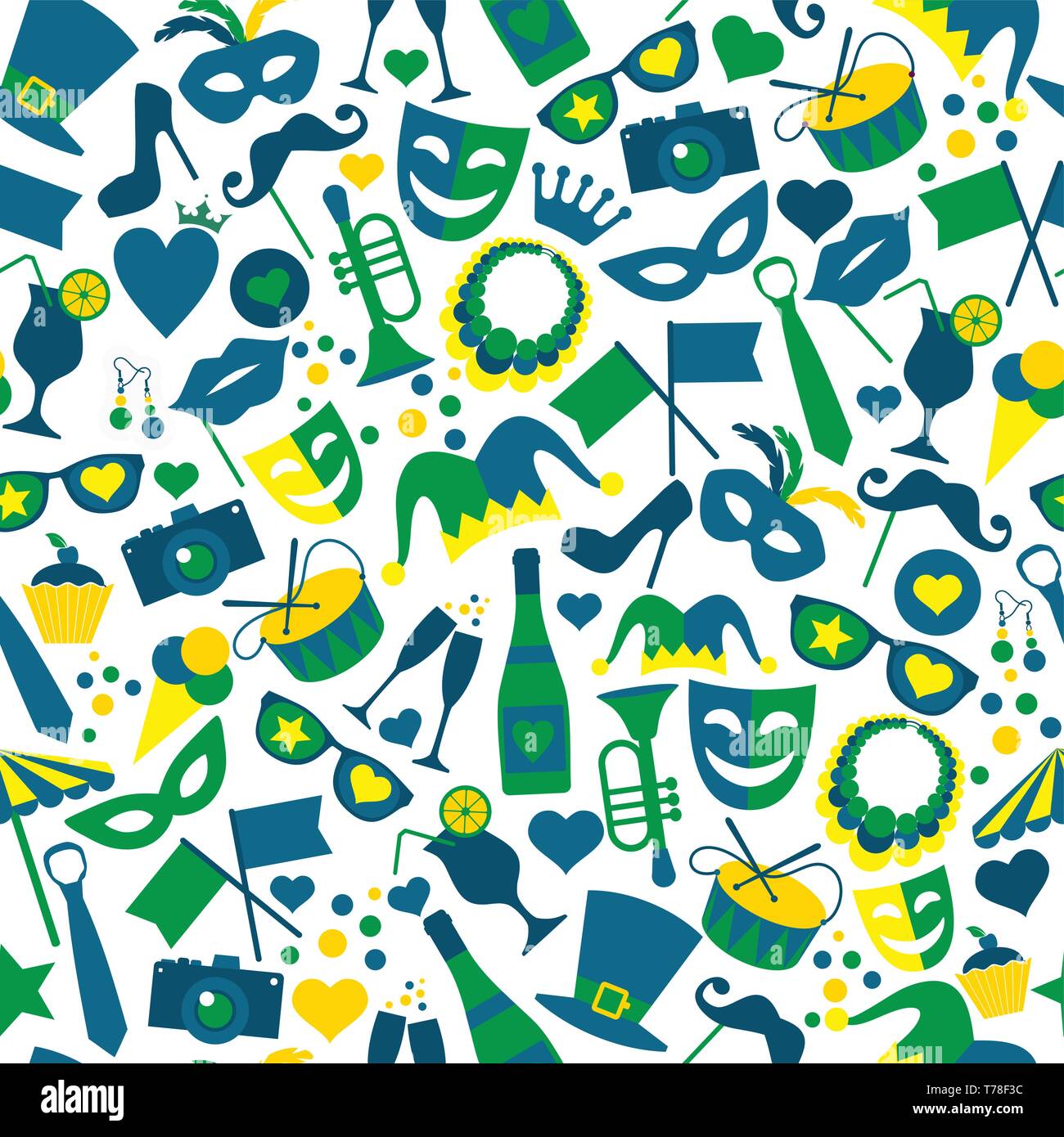 Bright vector carnival icons. Seamless pattern Stock Vector Image & Art ...