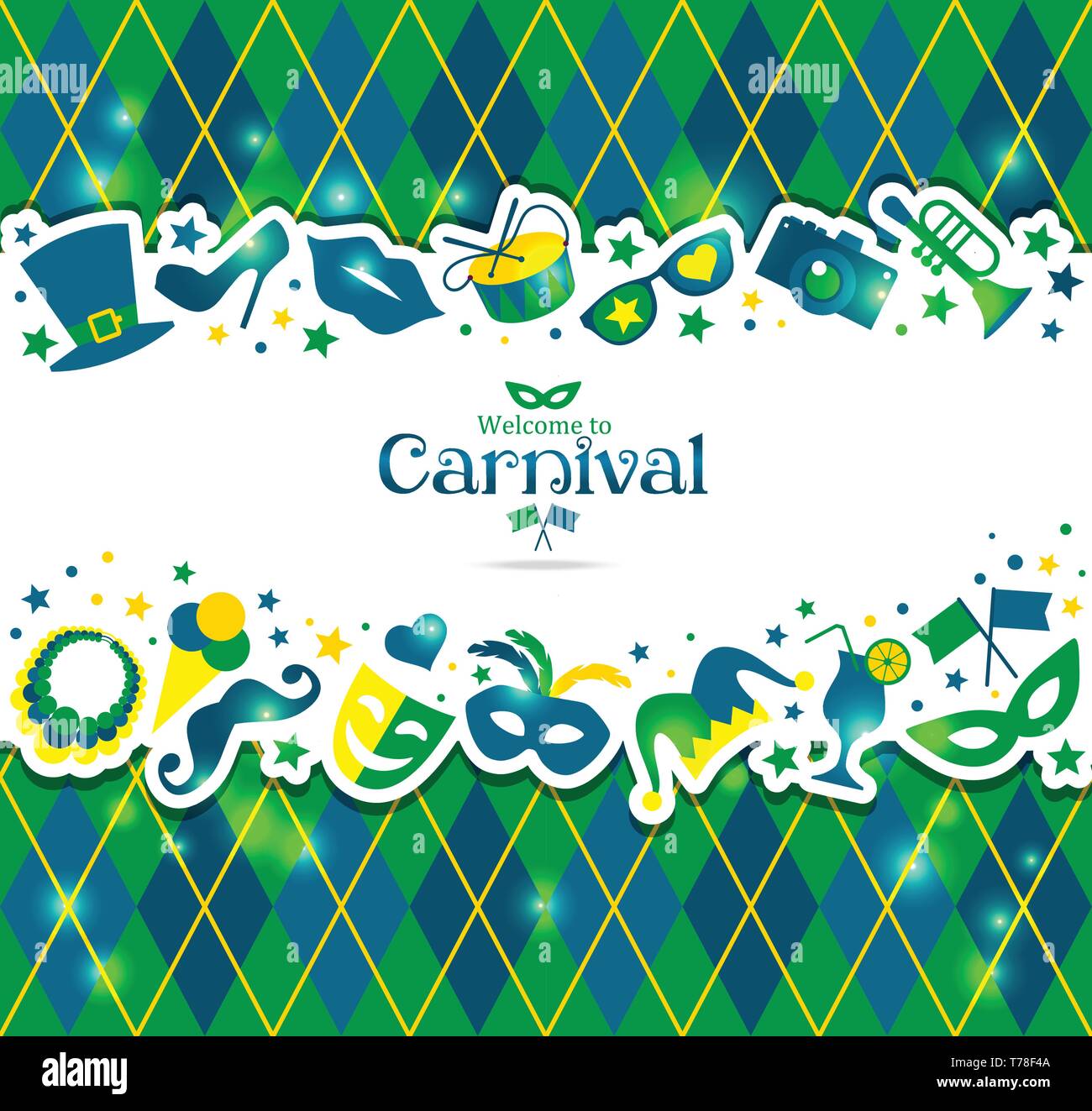Bright vector carnival background and sign Welcome to Carnival Stock ...