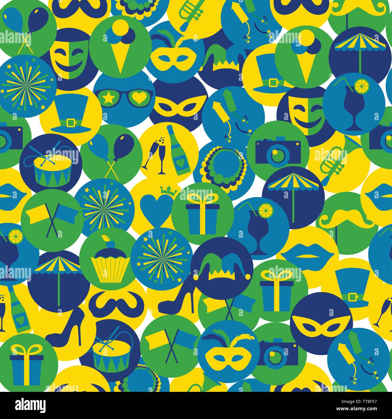 Bright vector carnival icons. Seamless pattern Stock Vector Image & Art ...