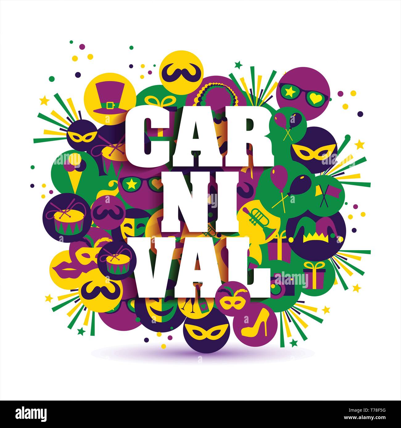 Carnival vector illustration of celebration flat icons Stock Vector ...