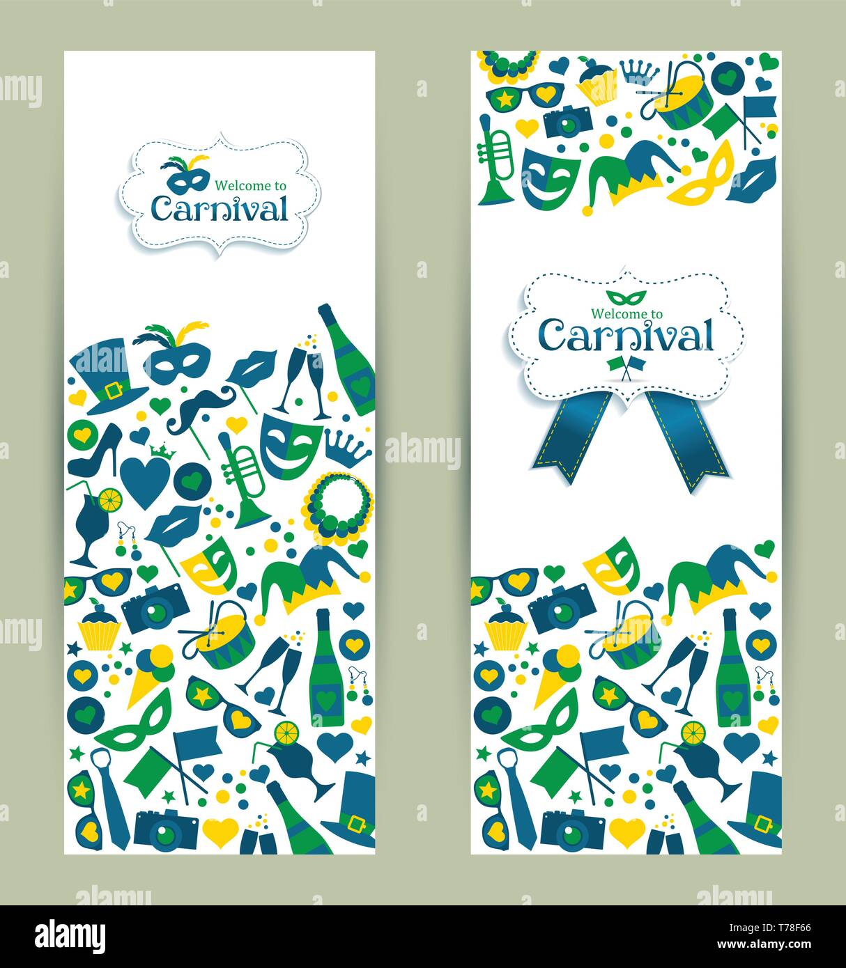 Bright vector carnival banners and sign Welcome to Carnival Stock ...