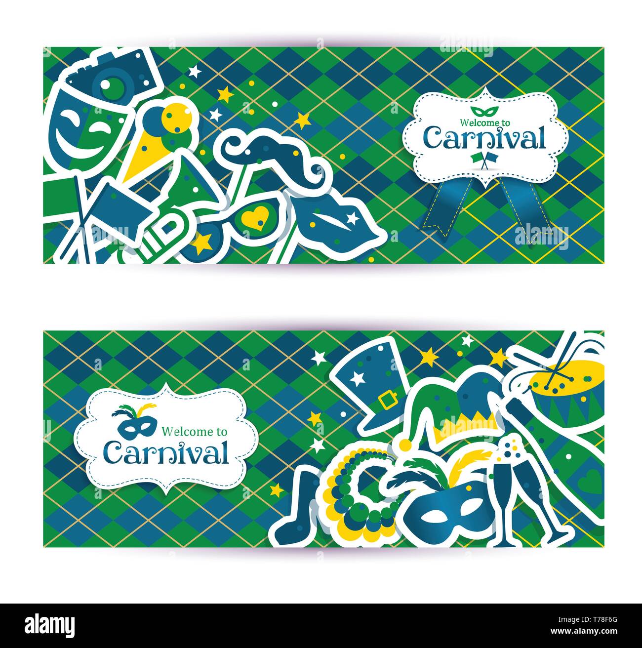 Bright vector carnival banners and sign Welcome to Carnival Stock ...