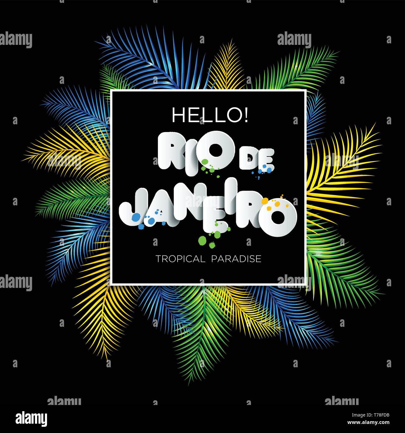 Illustration of Rio de Janeiro from Brazil vacation on color background ...