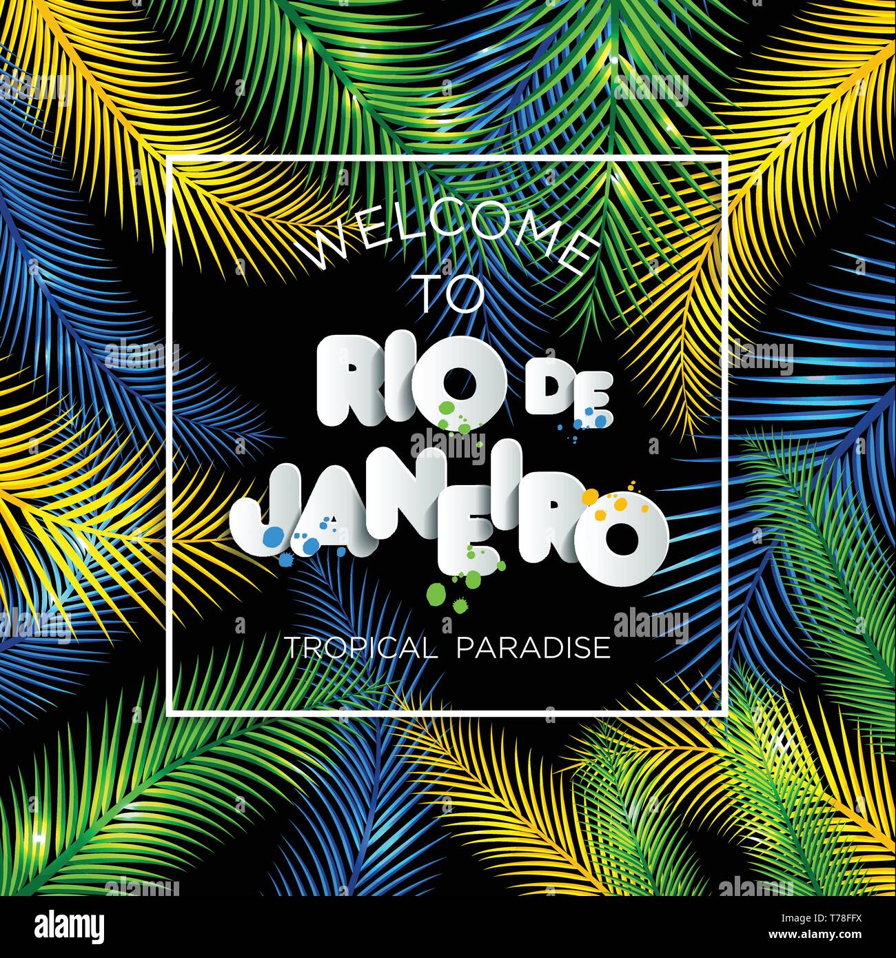 Illustration of Rio de Janeiro from Brazil vacation on color background ...